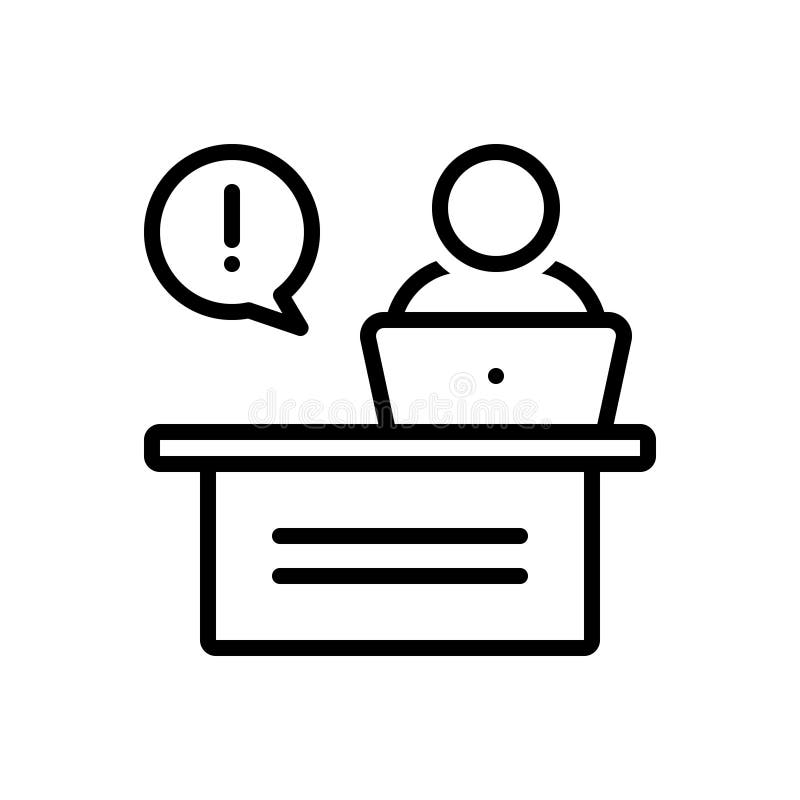 Black Line Icon for Reception Desk, Infromation and Lobby Stock ...