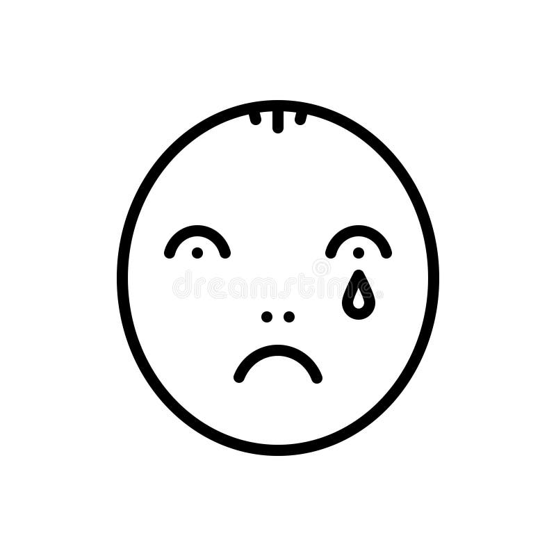 Black Line Icon for Sad, Nostalgic and Wistful Stock Illustration ...