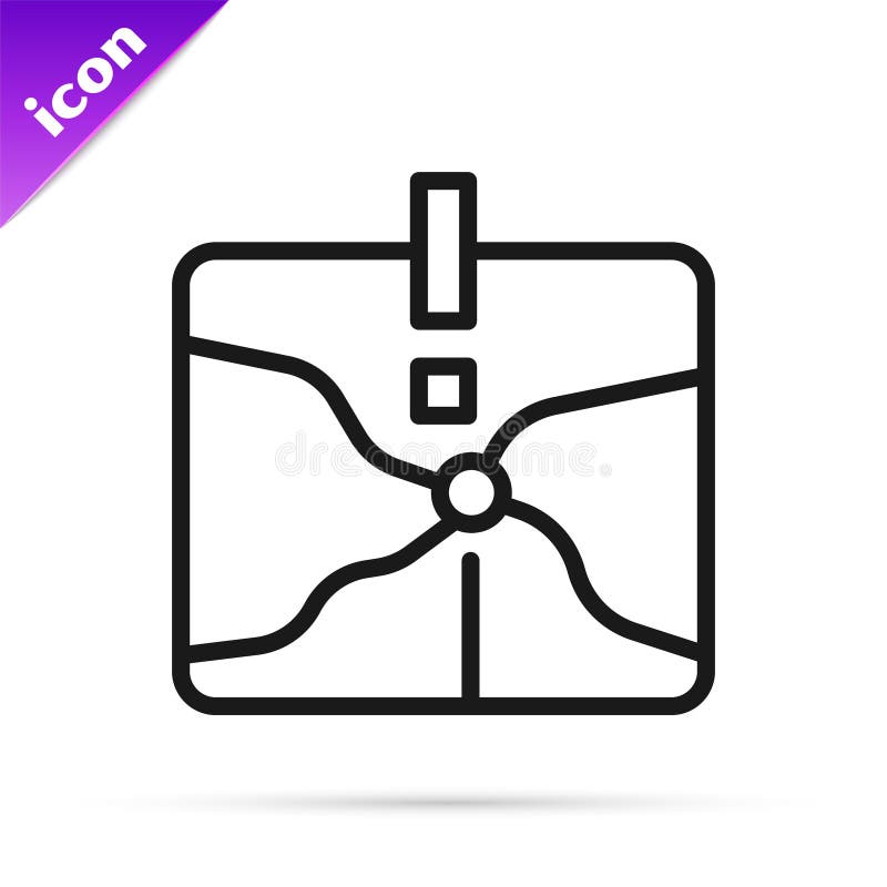 Black Line Intersection Point Icon Isolated on White Background. Vector ...