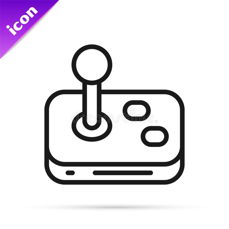 Black Line Joystick for Arcade Machine Icon Isolated on White ...