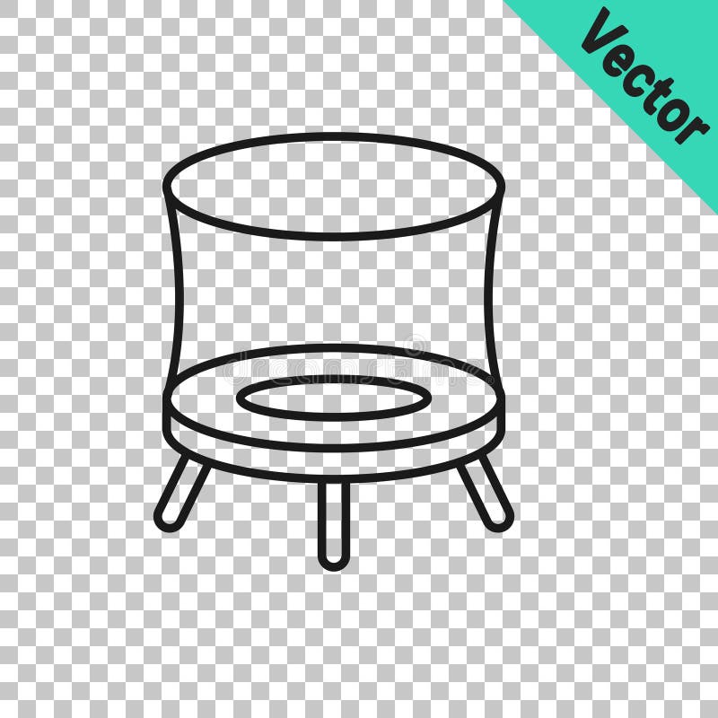 Black Line Jumping Trampoline Icon Isolated on Transparent Background ...