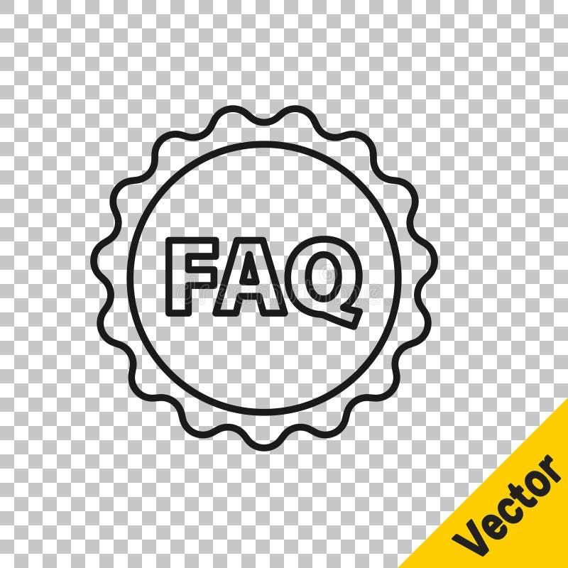 Black Line Label with Text FAQ Information Icon Isolated on Transparent ...