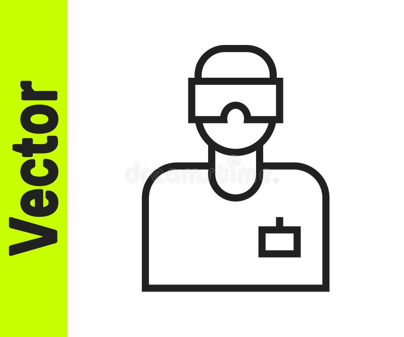 Black Line Laboratory Assistant Icon Isolated on White Background ...