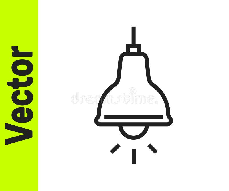 Black Line Lamp Hanging Icon Isolated on White Background. Ceiling Lamp ...