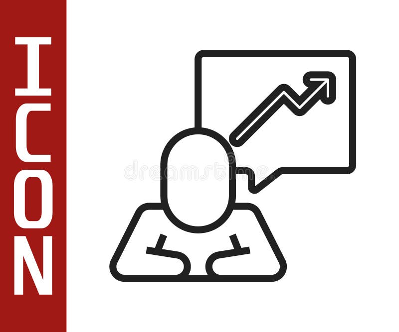 Black Line Leader of a Team of Executives Icon Isolated on White ...