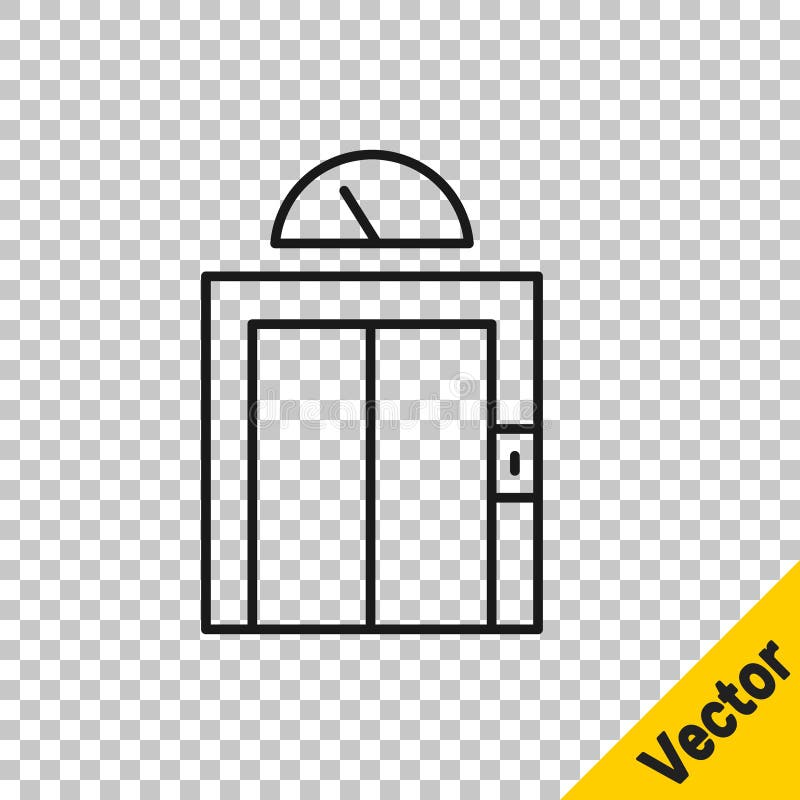 Black Line Lift Icon Isolated on Transparent Background. Elevator ...