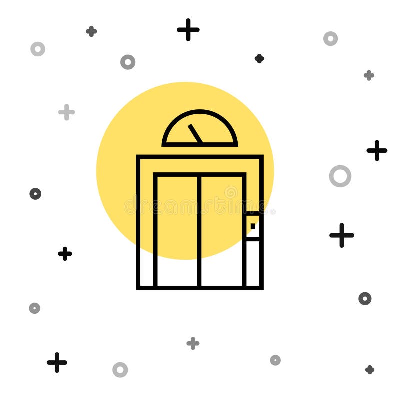 Black Line Lift Icon Isolated on White Background. Elevator Symbol ...