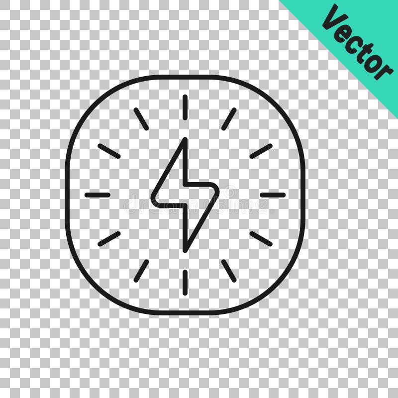 Black Line Lightning Bolt Icon Isolated on Transparent Background ...