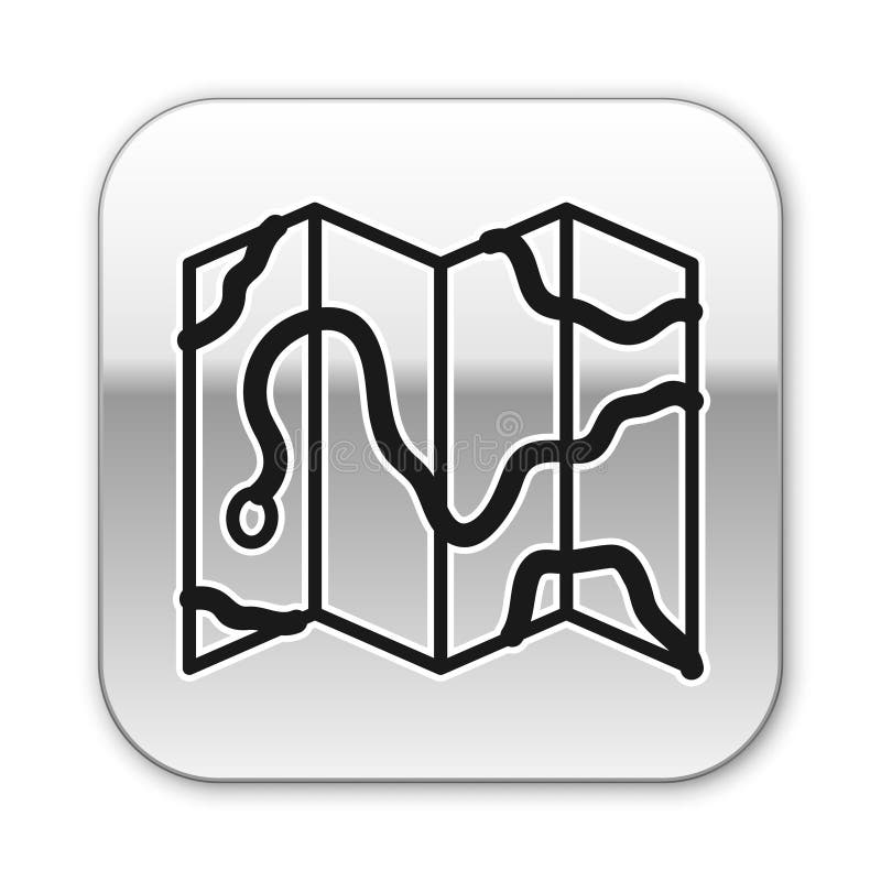 Black Line Location of the Forest on a Map Icon Isolated on White ...