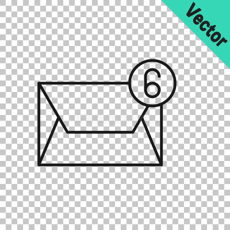 Black Line Mail and E-mail Icon Isolated on Transparent Background ...