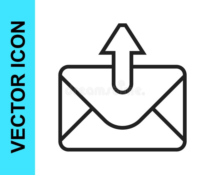 Black Line Mail and E-mail Icon Isolated on White Background. Envelope ...