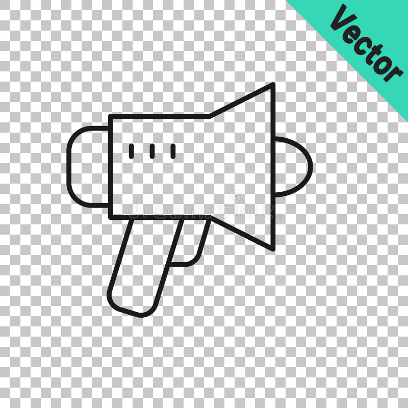 Black Line Megaphone Icon Isolated on Transparent Background. Speaker ...