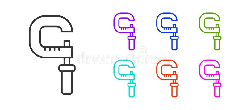 Black Line Micrometer Icon Isolated on White Background. Measuring ...