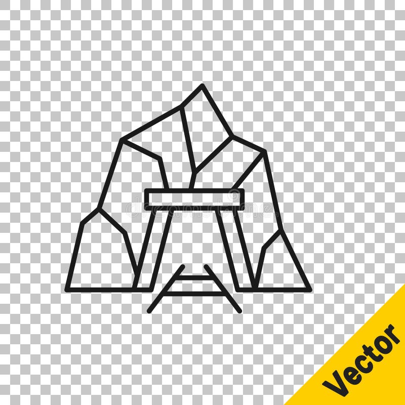 Black Line Mine Entrance Icon Isolated on Transparent Background ...