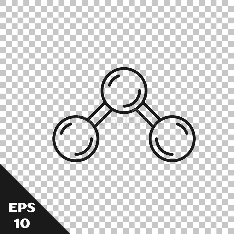 Black Line Molecule Icon Isolated on Transparent Background. Structure ...