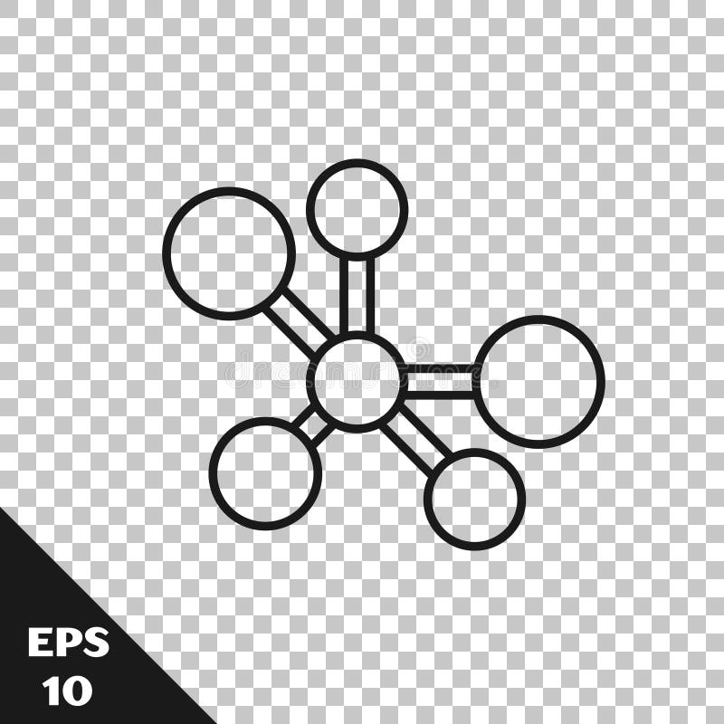 Black Line Molecule Icon Isolated on Transparent Background. Structure ...