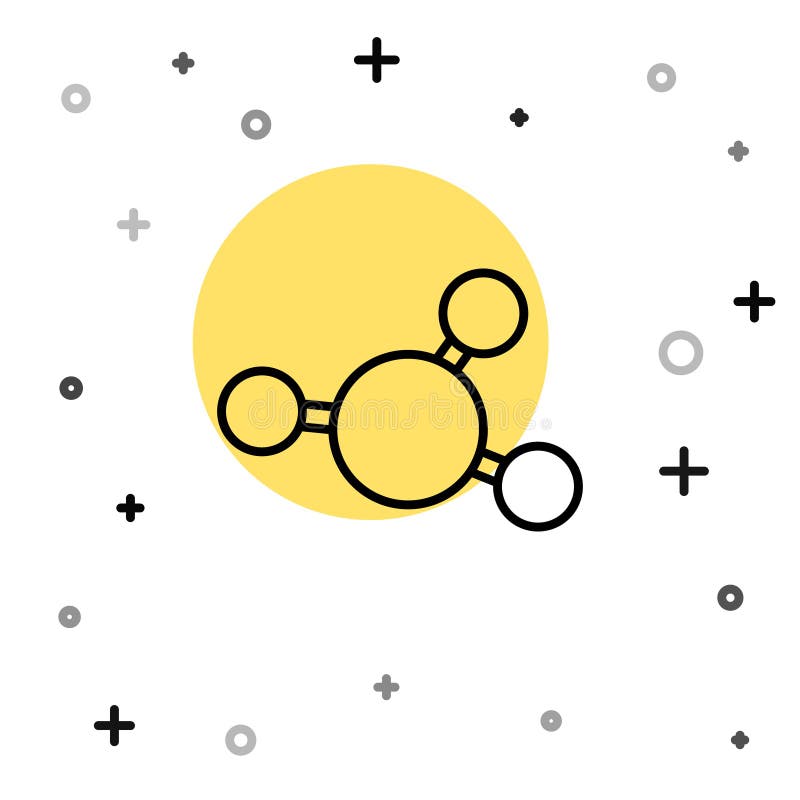 Black Line Molecule Icon Isolated on White Background. Structure of ...