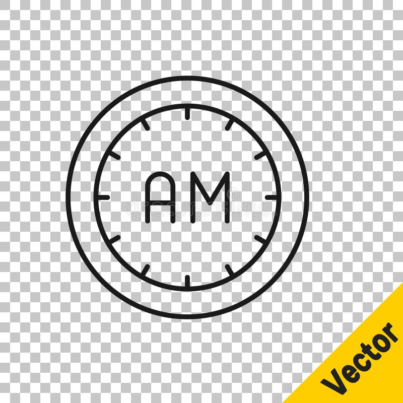 Black Line Morning Time Icon Isolated on Transparent Background. Time ...