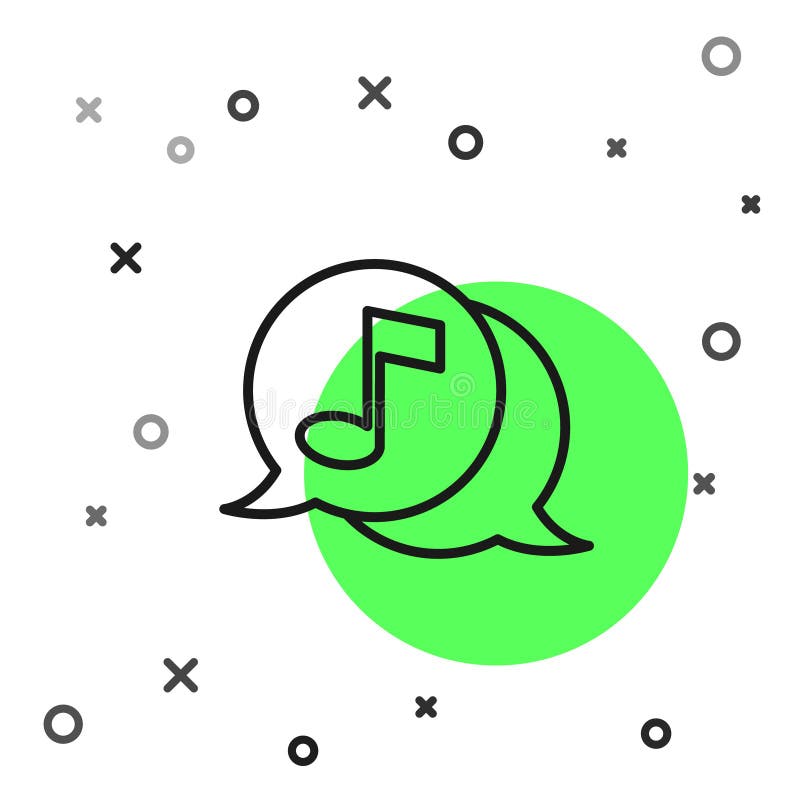 Black Line Musical Note in Speech Bubble Icon Isolated on White ...