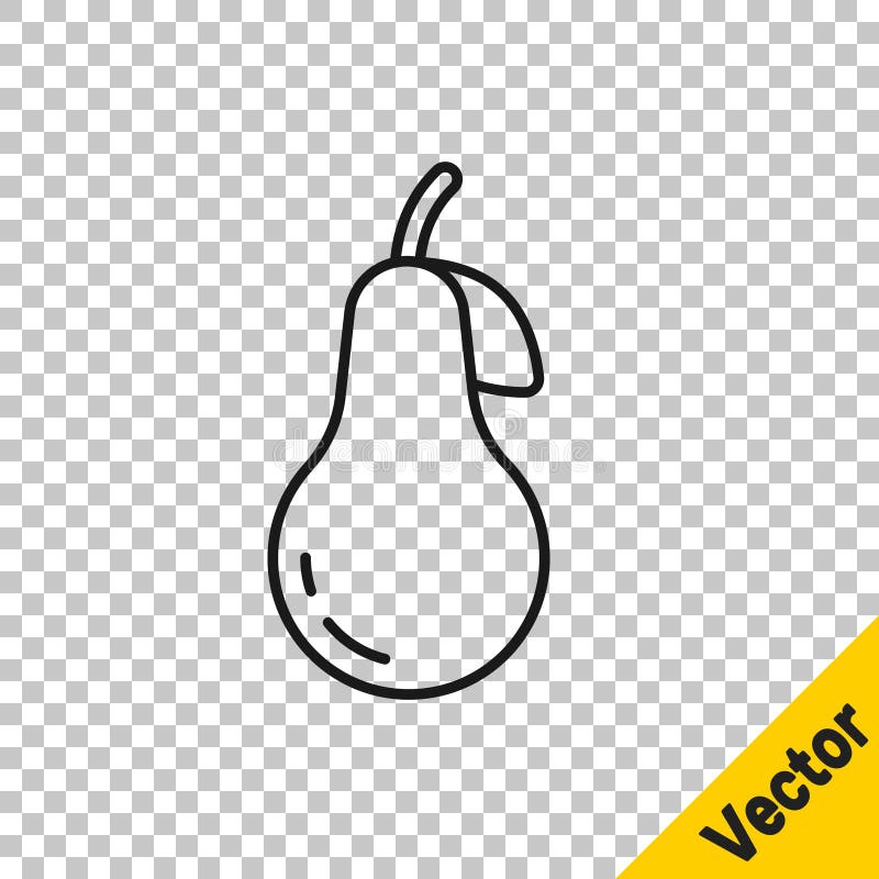 Black Line Pear Icon Isolated on Transparent Background. Fruit with ...
