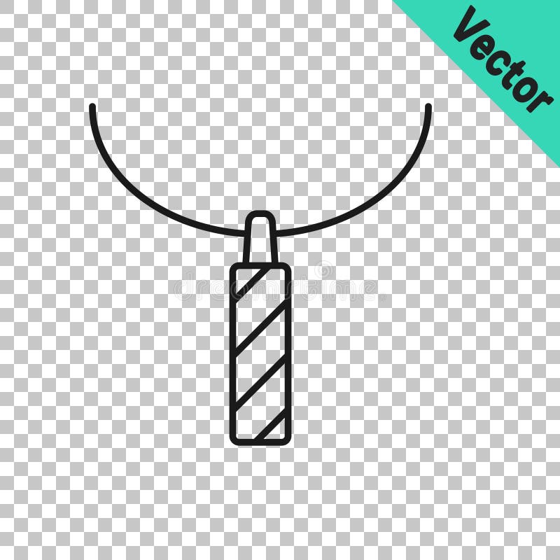 Black Line Pendant on Necklace Icon Isolated on Transparent Background ...