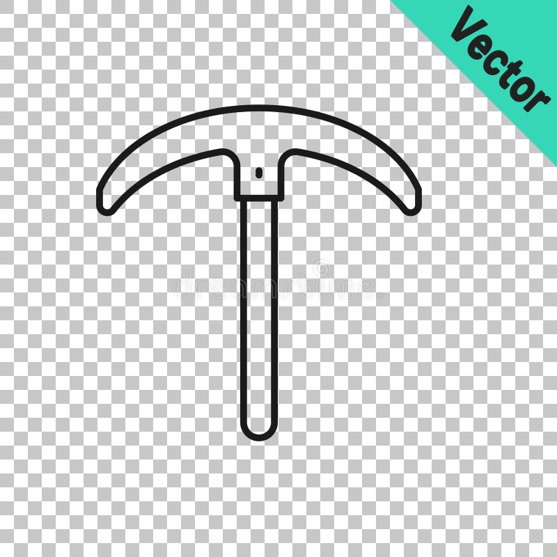 Black Line Pickaxe Icon Isolated on Transparent Background. Vector ...
