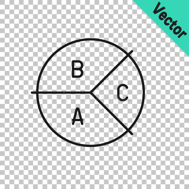 Black Line Pie Chart Infographic Icon Isolated on Transparent ...