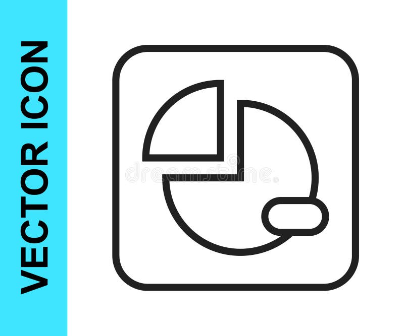 Black Line Pie Chart Infographic Icon Isolated on White Background ...