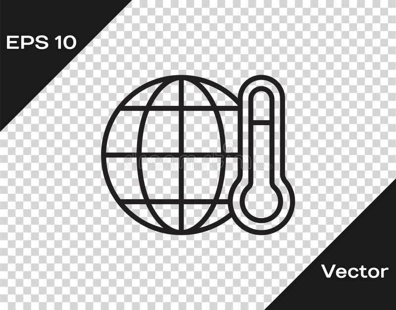 Black Line Planet Earth Melting To Global Warming Icon Isolated on ...