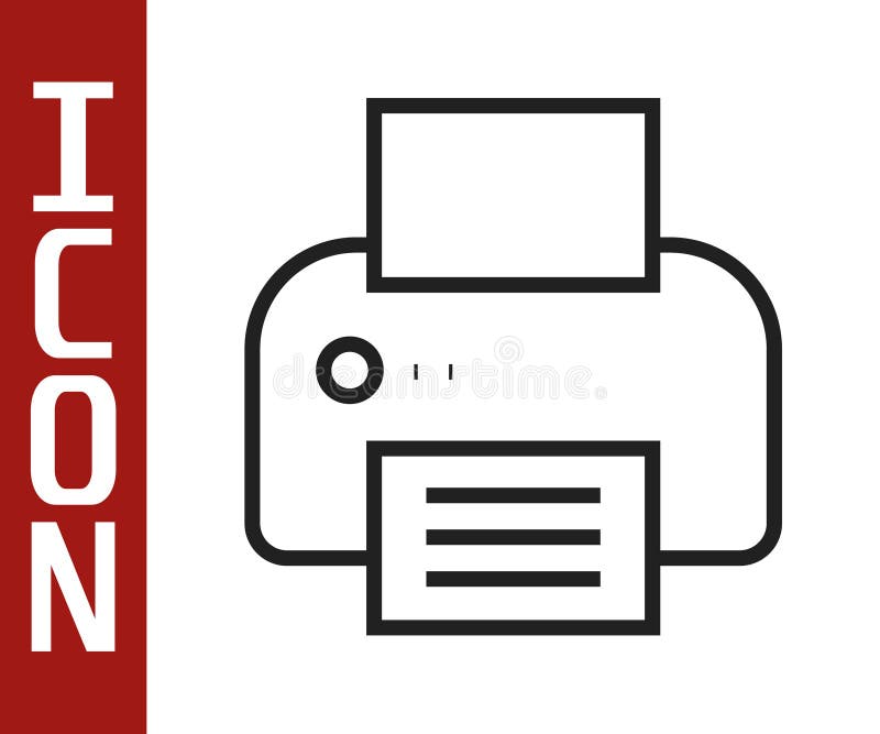 Black Line Printer Icon Isolated on White Background. Vector Stock ...