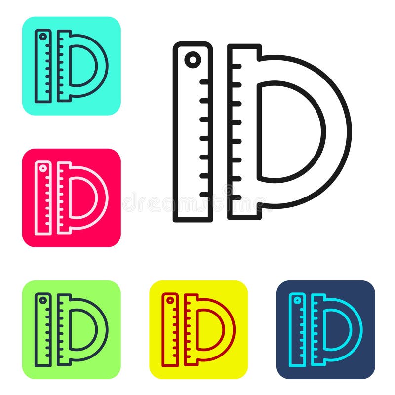 Black Line Protractor Grid for Measuring Degrees Icon Isolated on White ...