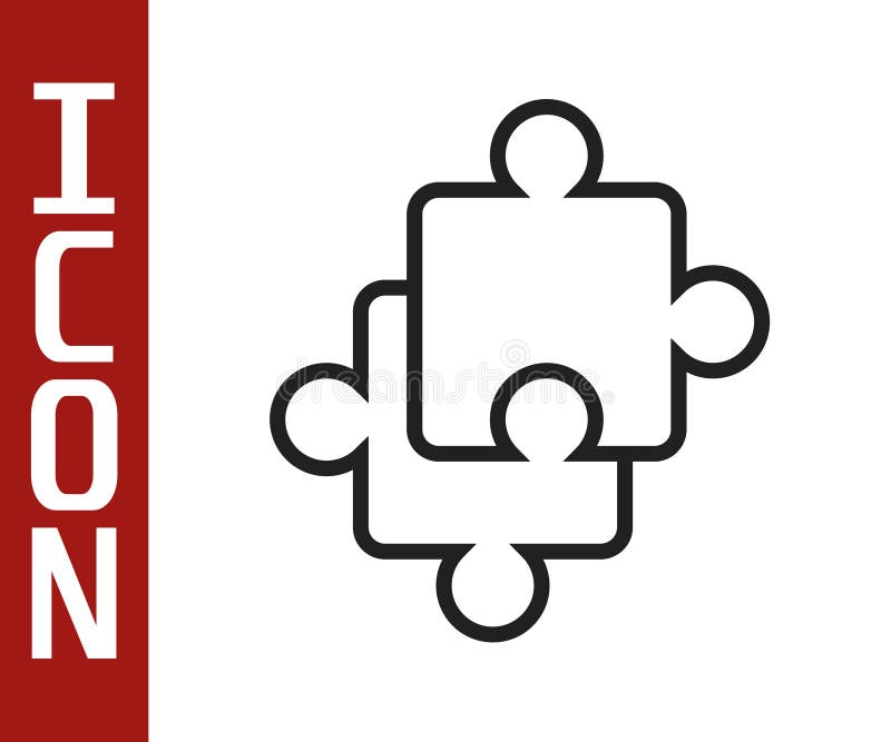 Black Line Puzzle Pieces Toy Icon Isolated on White Background. Vector ...