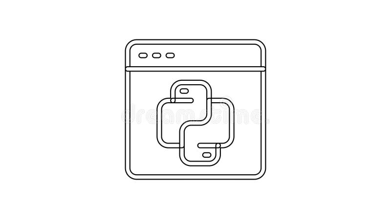 Black Line Python Programming Language Icon Isolated On White Background Python Coding Language