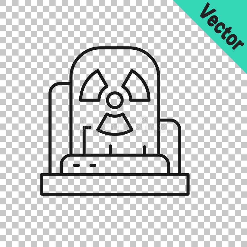 Black Line Radioactive Warning Lamp Icon Isolated on Transparent ...