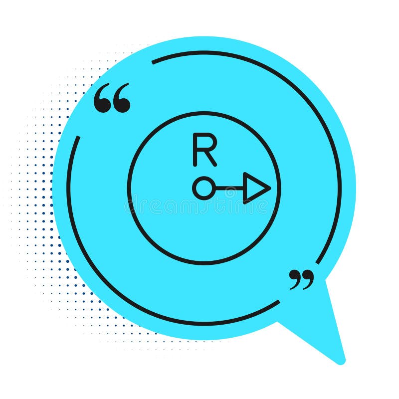 Black Line Radius Icon Isolated on White Background. Blue Speech Bubble ...