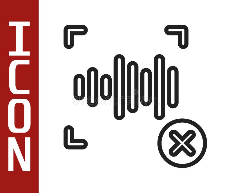 Black Line Rejection Voice Recognition Icon Isolated on White ...