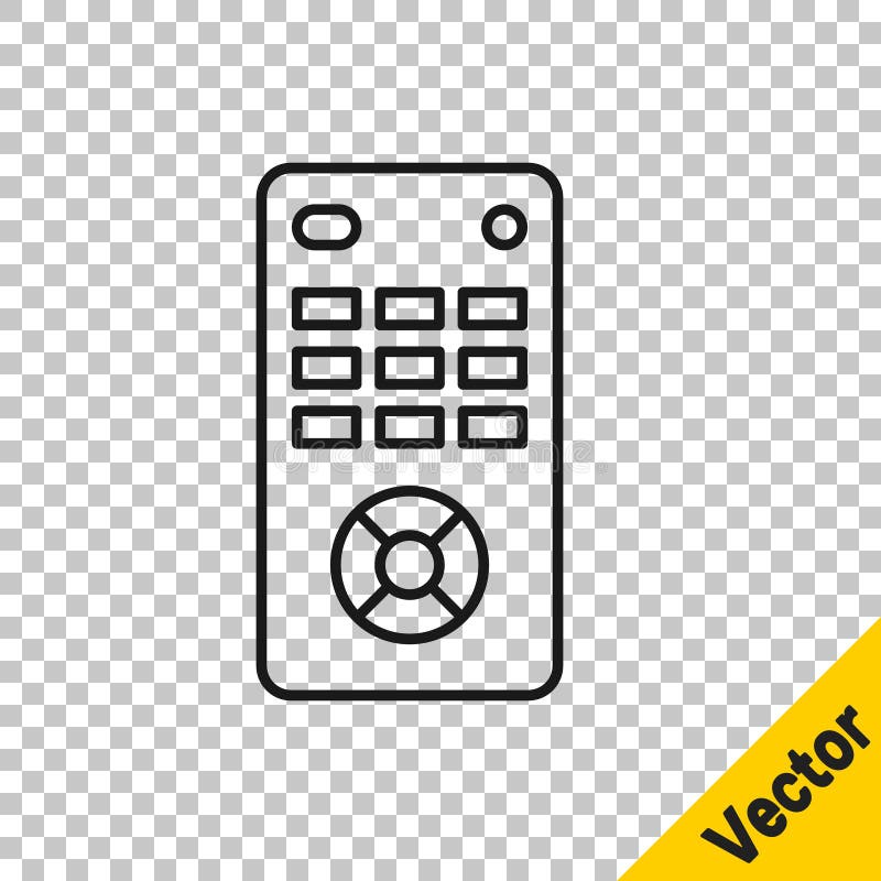 Black Line Remote Control Icon Isolated on Transparent Background ...
