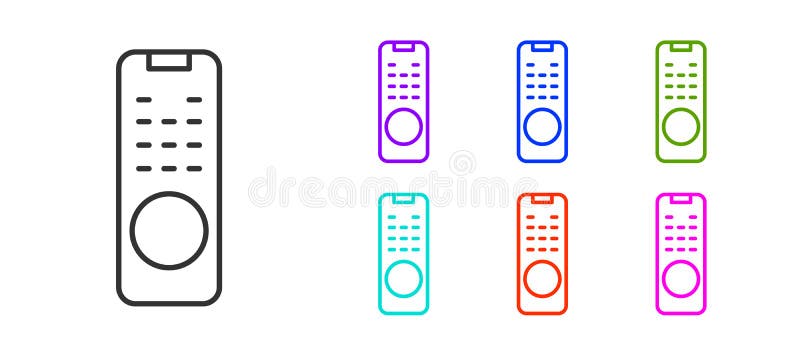 Black Line Remote Control Icon Isolated on White Background. Set Icons ...