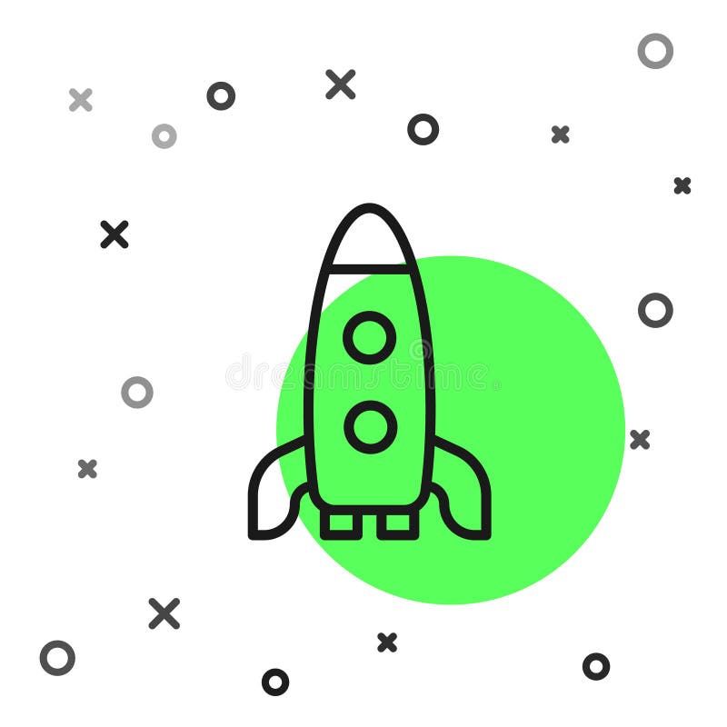 Black Line Rocket Ship Icon Isolated on White Background. Space Travel ...