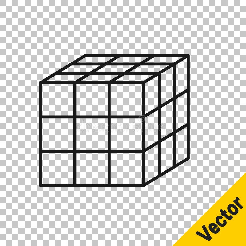 Black Line Rubik Cube Icon Isolated on Transparent Background ... Black Line Rubik Cube Icon Isolated on Transparent Background ...