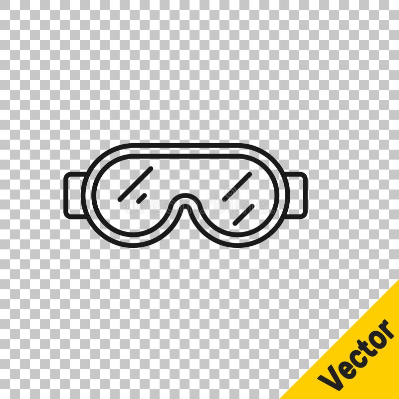 Black Line Safety Goggle Glasses Icon Isolated on Transparent ...