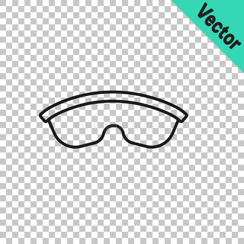 Black Line Safety Goggle Glasses Icon Isolated on Transparent ...