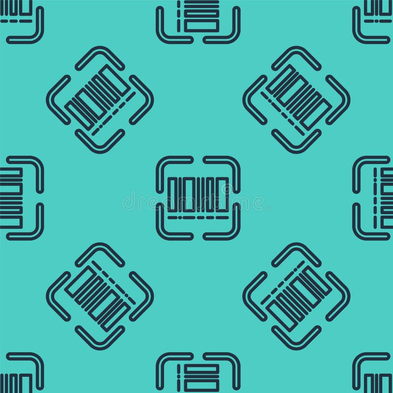 Black Line Scanner Scanning Bar Code Icon Isolated Seamless Pattern on ...