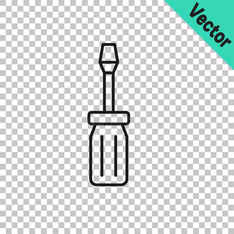 Black Line Screwdriver Icon Isolated on Transparent Background. Service ...