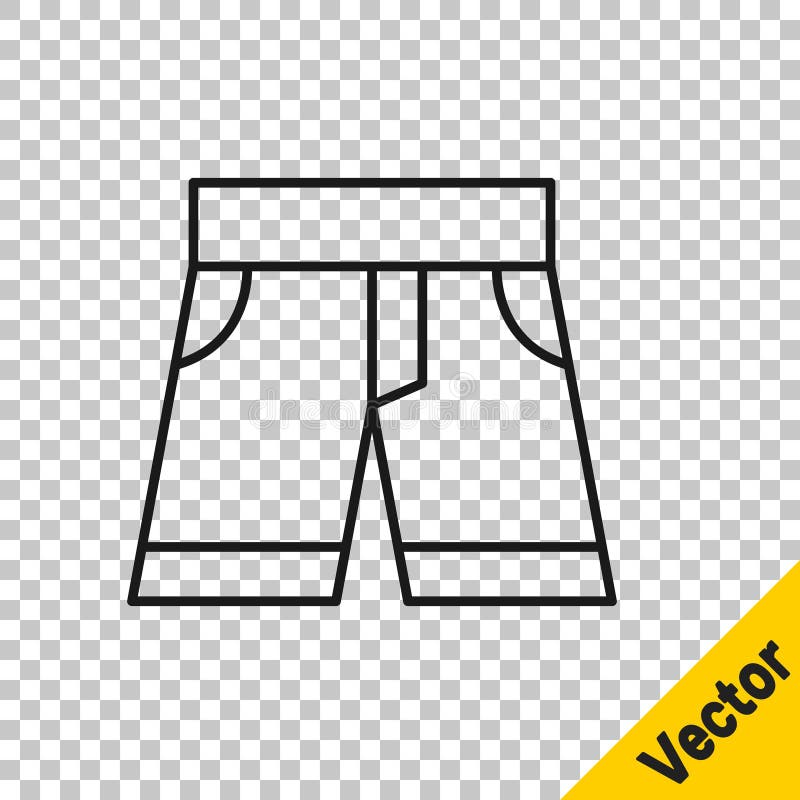 Black Line Short or Pants Icon Isolated on Transparent Background ...