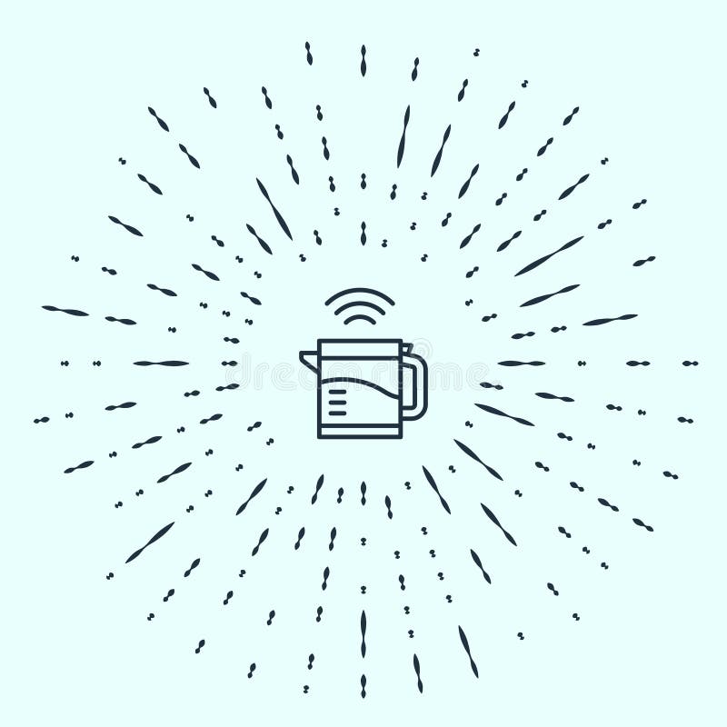 Black Line Smart Electric Kettle System Icon Isolated on Grey ...