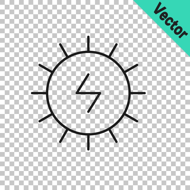 Black Line Solar Energy Panel Icon Isolated on Transparent Background ...