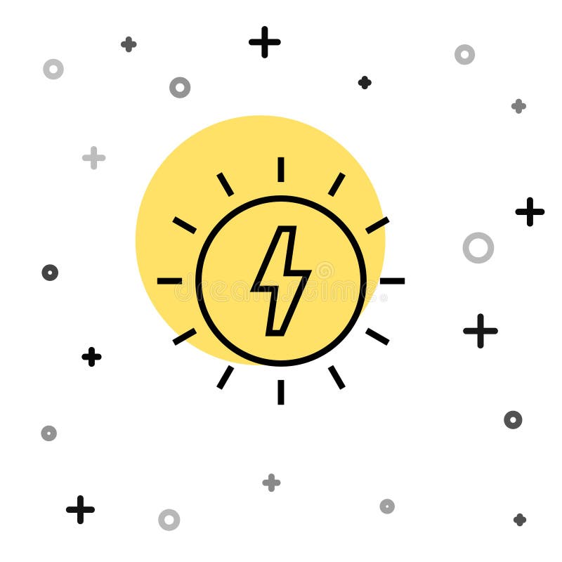 Black Line Solar Energy Panel Icon Isolated on White Background. Sun ...