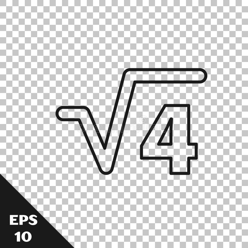 Black Line Square Root of 4 Glyph Icon Isolated on Transparent ...