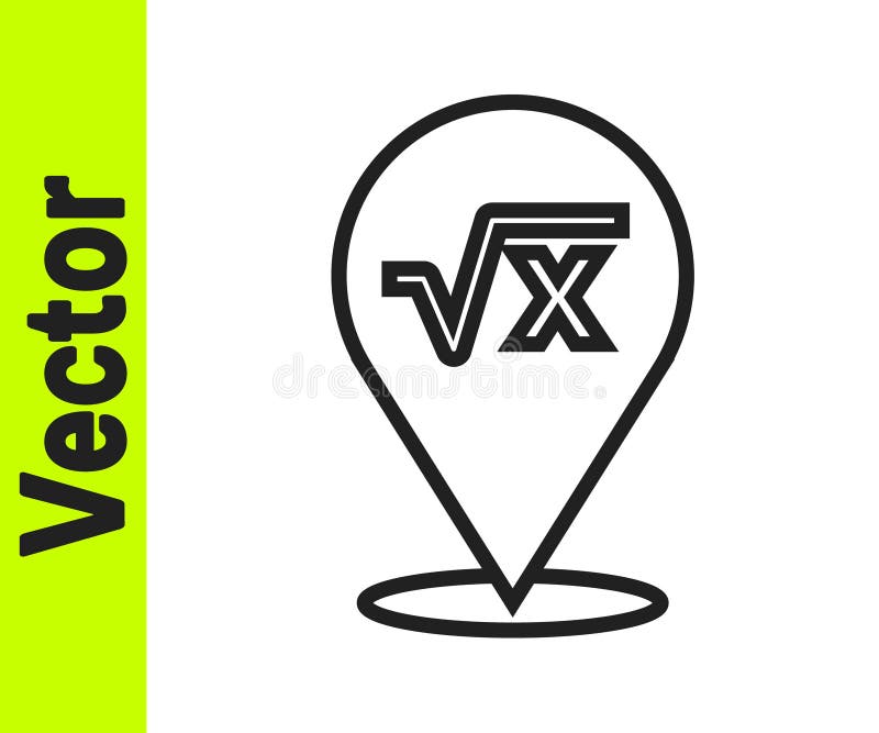 Black Line Square Root of X Glyph Icon Isolated on White Background ...